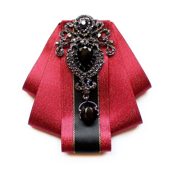 Accessories | Boys Red Bow Tie Necktie Rhinestone Bow Tie Neck Brooch ...